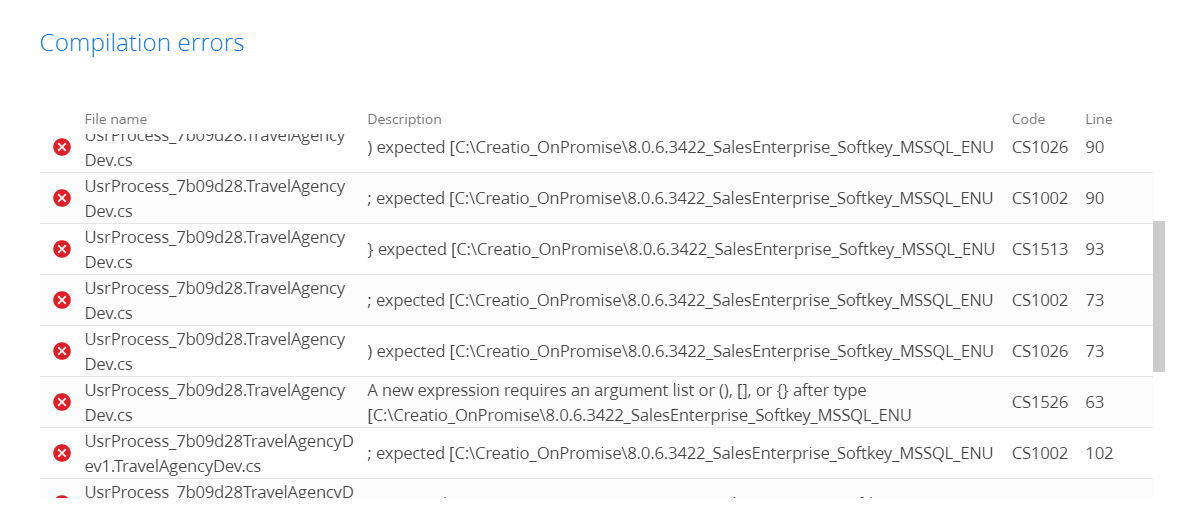 Error in Business Process | Community Creatio